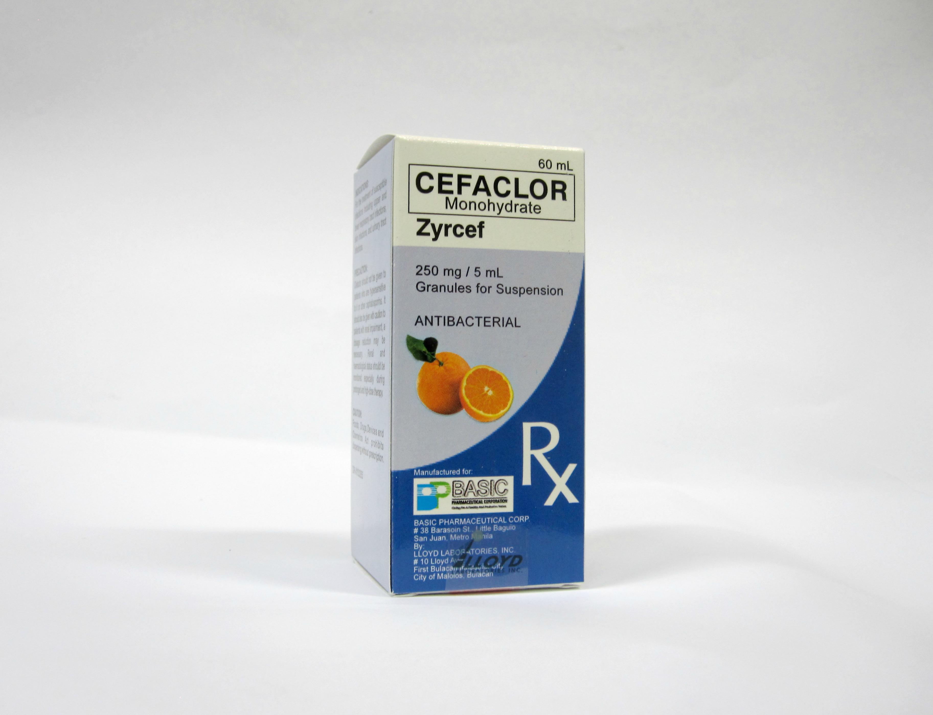 ZYRCEF GRANULES FOR SUSPENSION 250MG/5ML | Basic Pharmaceutical Corporation