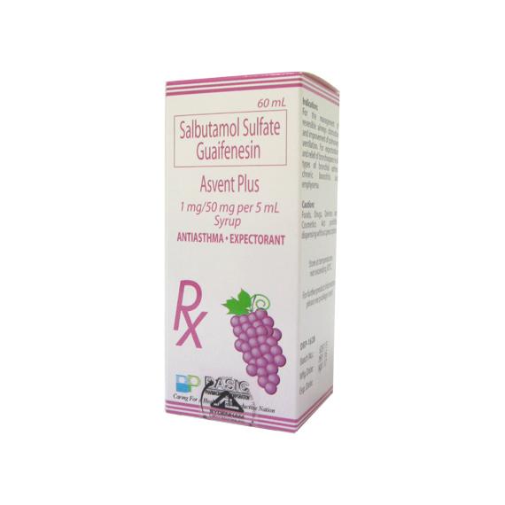 ASVENT PLUS SYRUP 1MG/50MG/ML | Basic Pharmaceutical Corporation