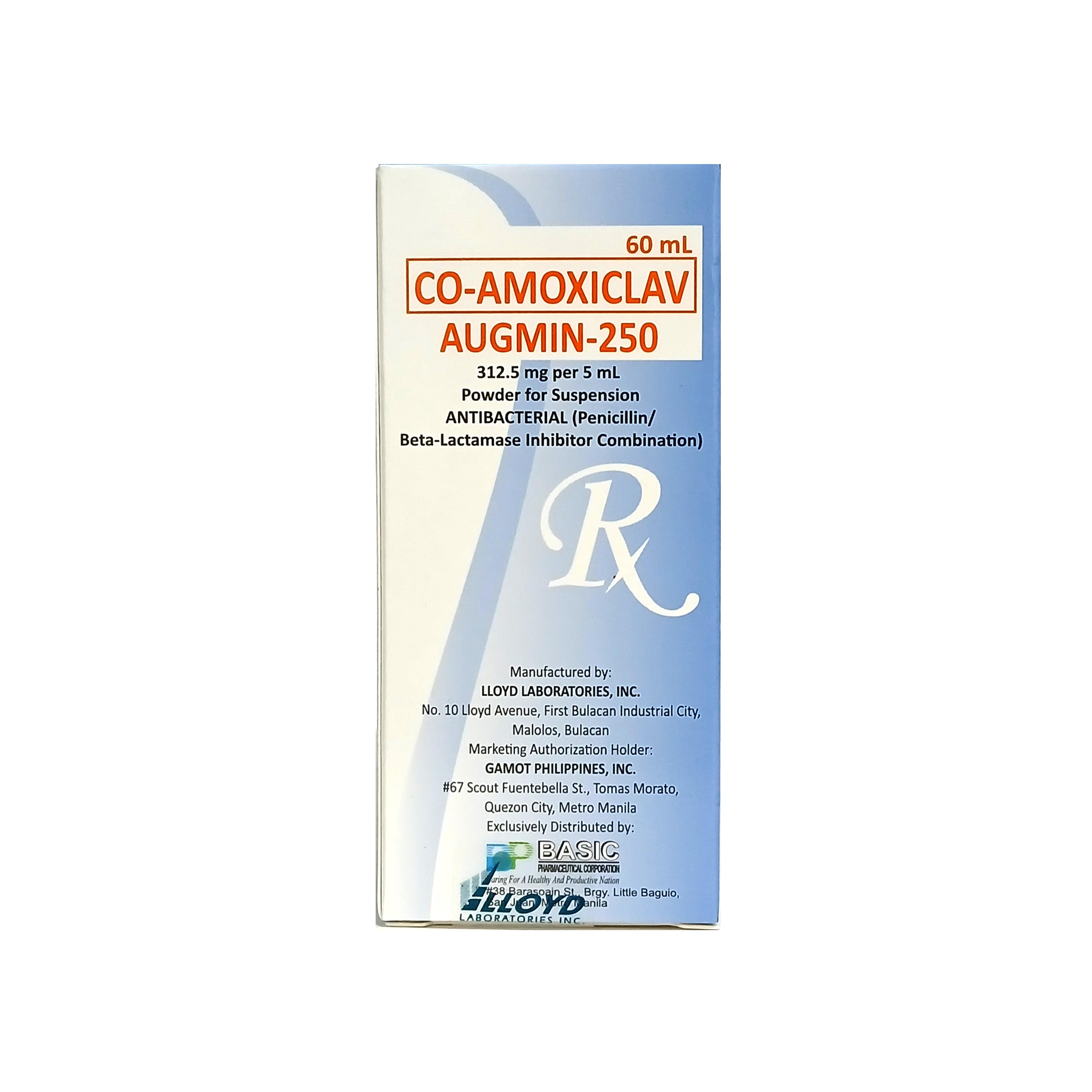 AUGMIN-250 PFS 250MG/62.5MG/5ML | Basic Pharmaceutical Corporation