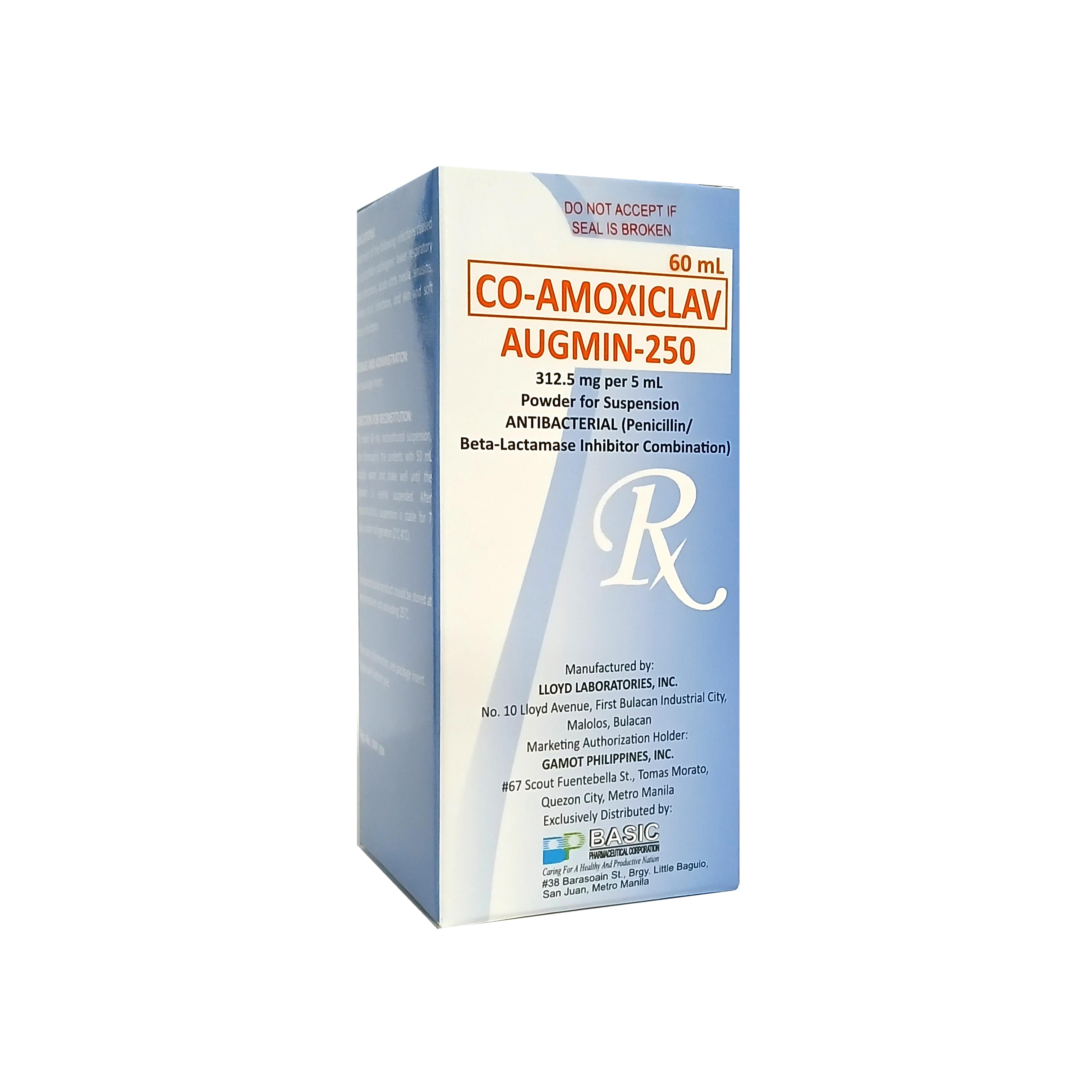 AUGMIN-250 PFS 250MG/62.5MG/5ML | Basic Pharmaceutical Corporation