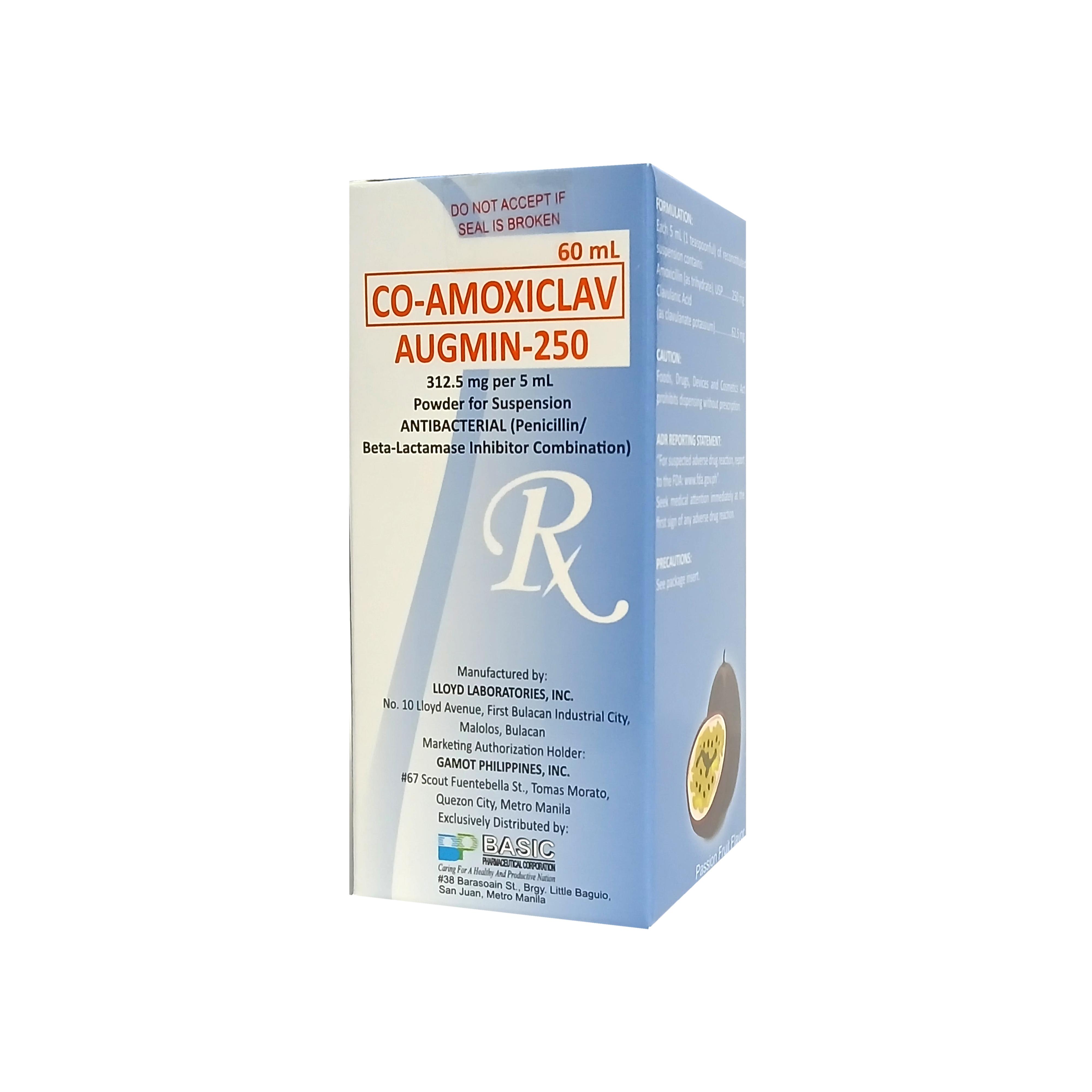 AUGMIN-250 PFS 250MG/62.5MG/5ML | Basic Pharmaceutical Corporation