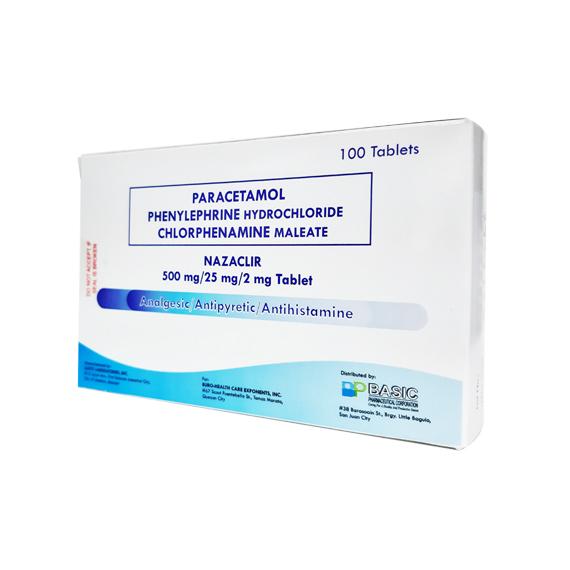 NAZACLIR TABLET 500MG/25MG/2MG | Basic Pharmaceutical Corporation