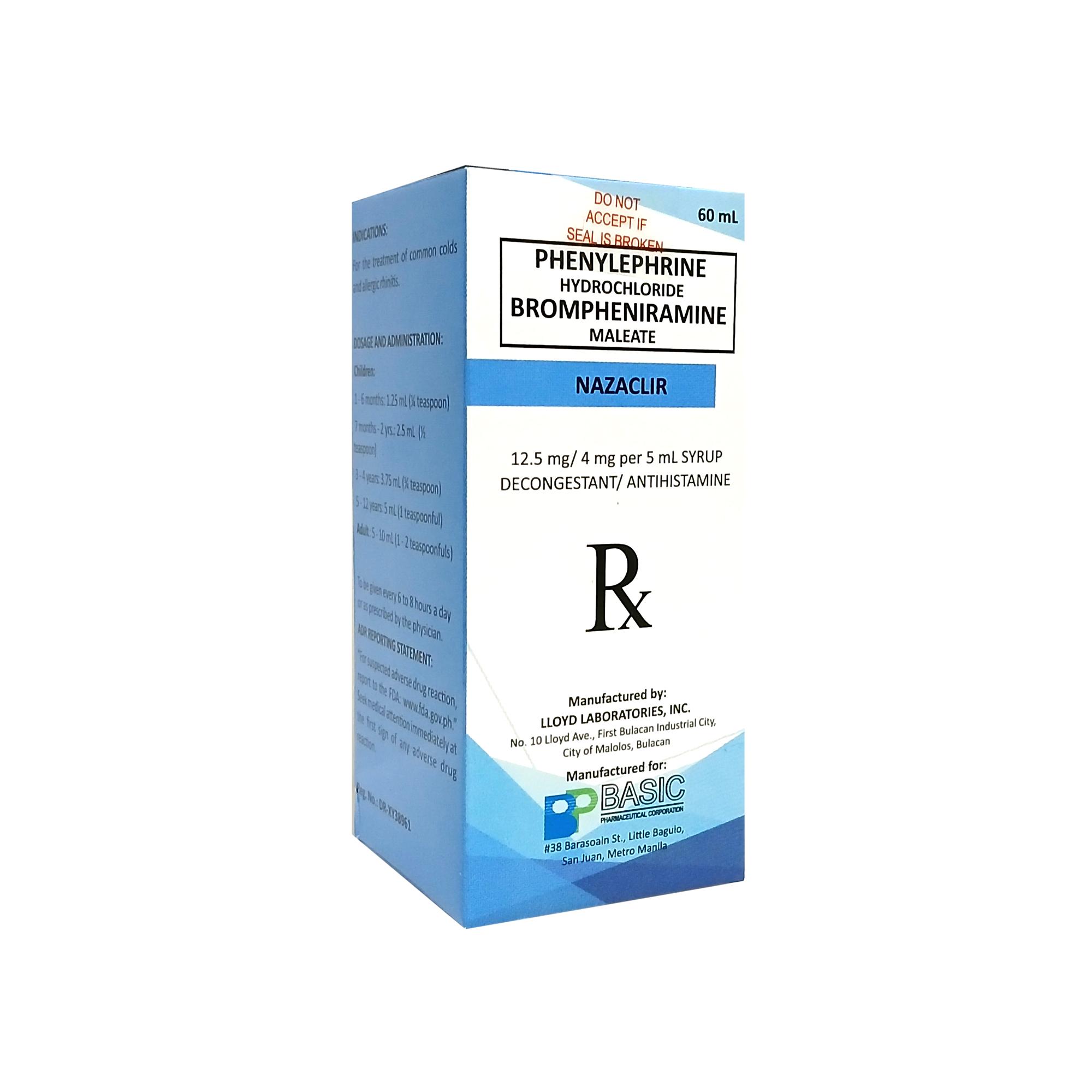 NAZACLIR SYRUP 12.5MG/4MG/5ML | Basic Pharmaceutical Corporation