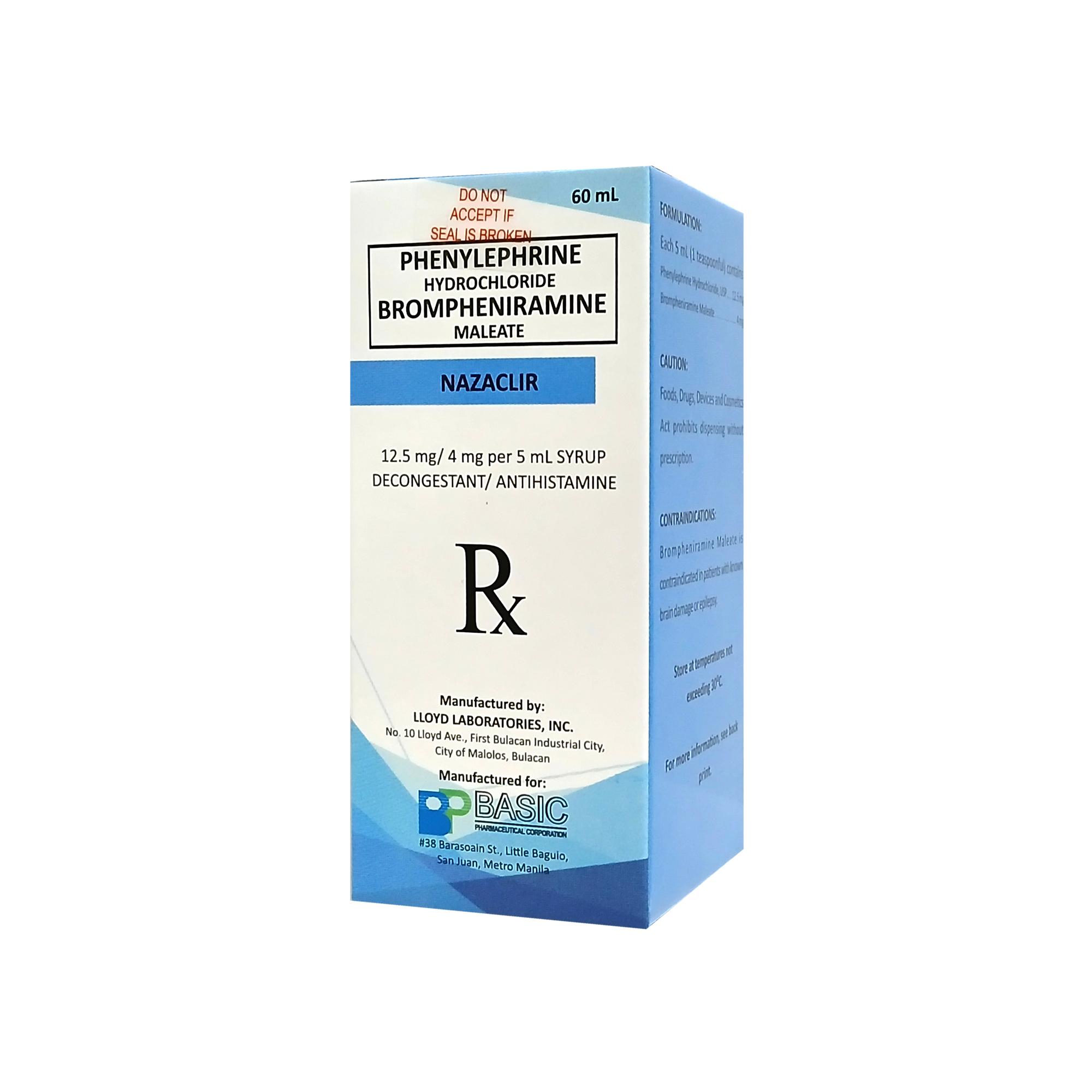 NAZACLIR SYRUP 12.5MG/4MG/5ML | Basic Pharmaceutical Corporation