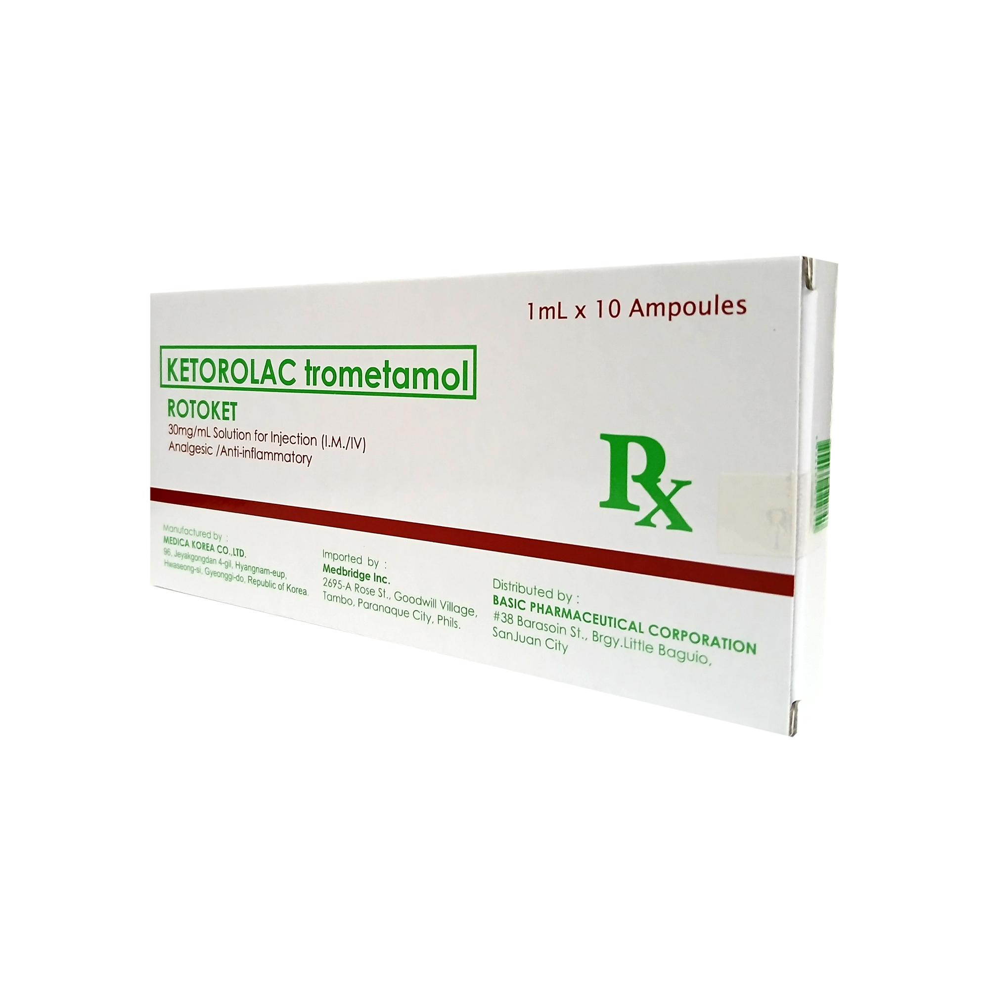 ROTOKET SOLUTION FOR INJECTION 30MG/ML | Basic Pharmaceutical Corporation